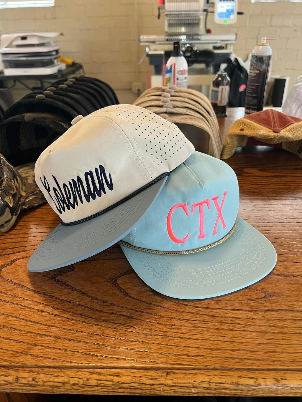 Perforated Light Blue / Gold Rope – Blank Rope Hats