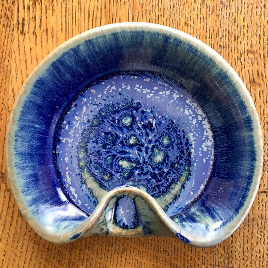 Ceramic Spoon Rest - Blue | Pottery Spoon Rest