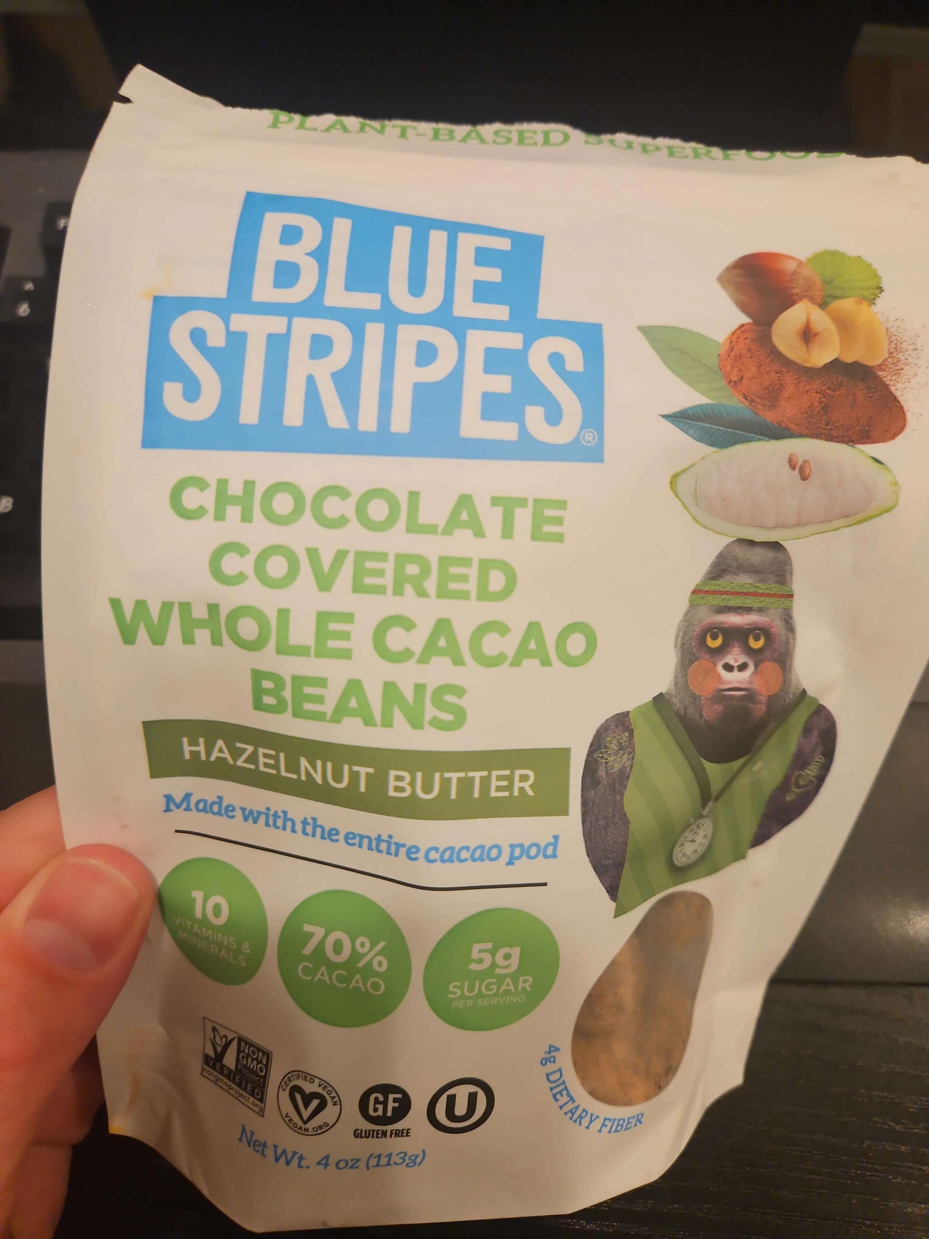 Chocolate Covered Whole Cacao Beans - Dark Chocolate – Blue Stripes