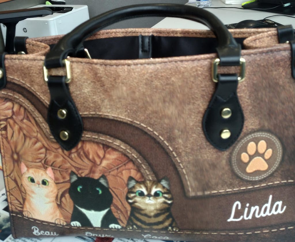 Cat Personalized Leather Handbag, Personalized Gift for Cat Lovers, Cat ...