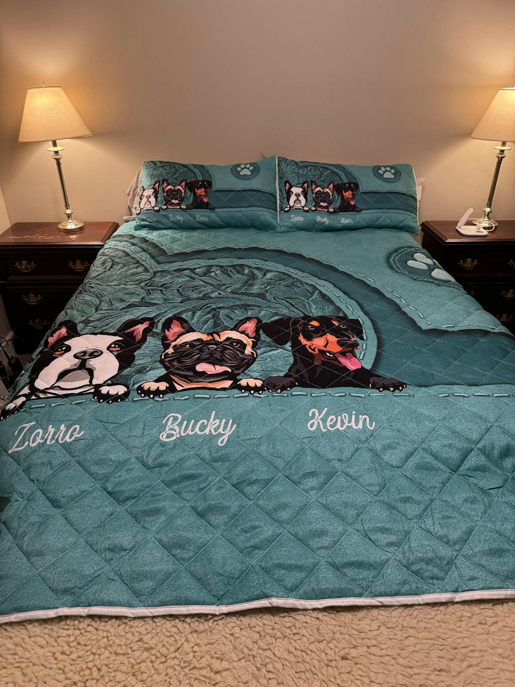 Dog Personalized Bedding Set, Personalized Gift for Dog Lovers, Dog Dad ...