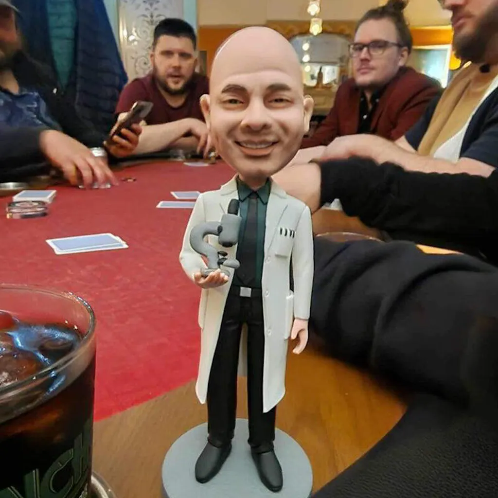Custom Bobblehead Scientist Holding A Microscope – BobbleGifts