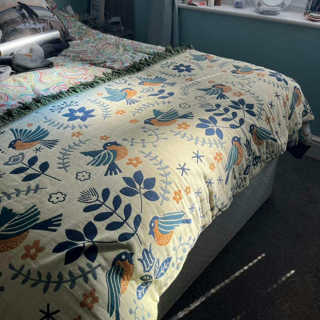 Reversible Scandinavian Bird Throw Blanket - Bow And Snow – Bow & Snow