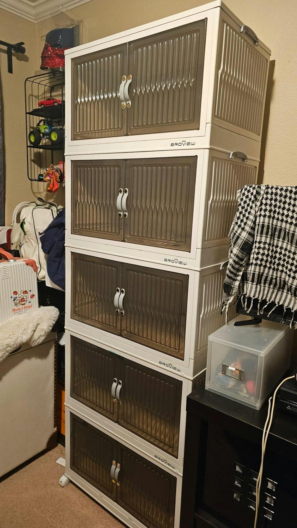 Plastic Stackable Storage Bins Container with Magnetic Door BROVIEW V8