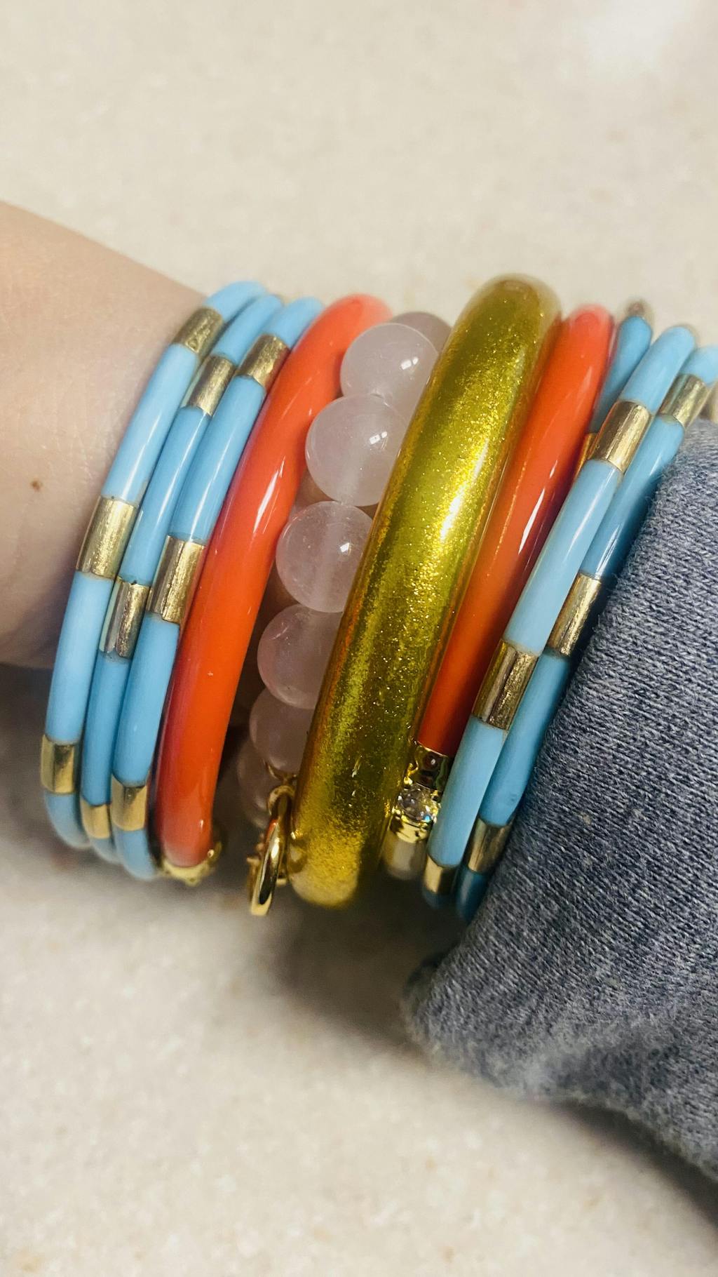 Turquoise/Ivory Yin & Yang Bangles | AWB Bangles | BuDhaGirl