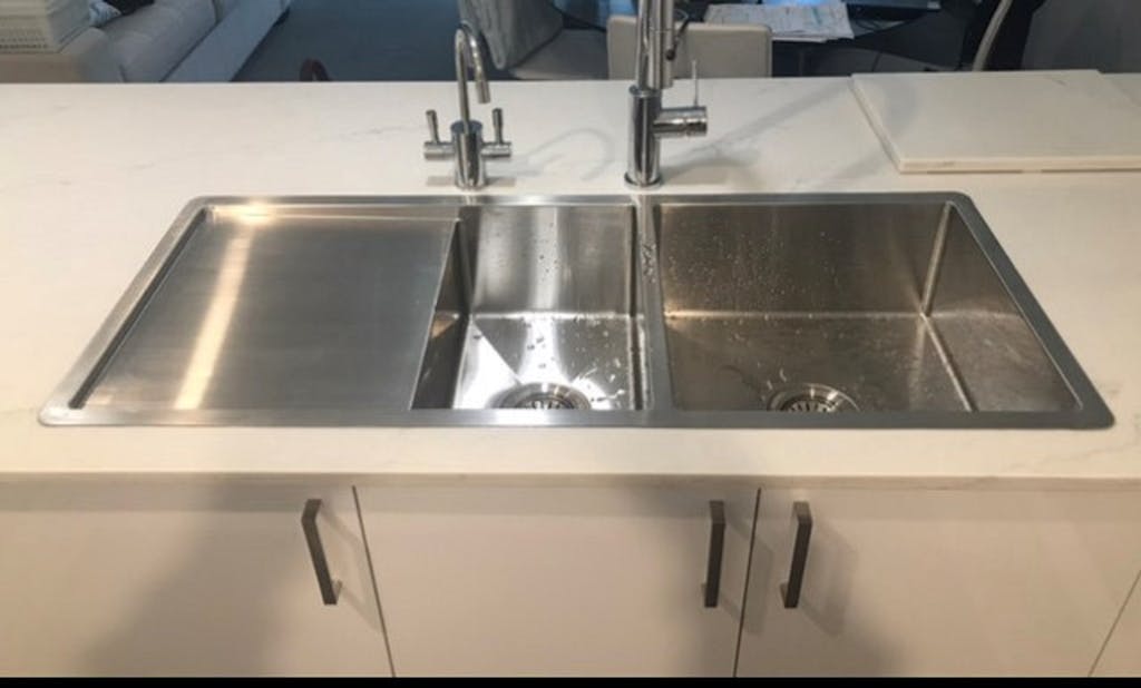 Logan 1075x450 Single & Qtr Bowl with Drain Board Sink - Buildmat