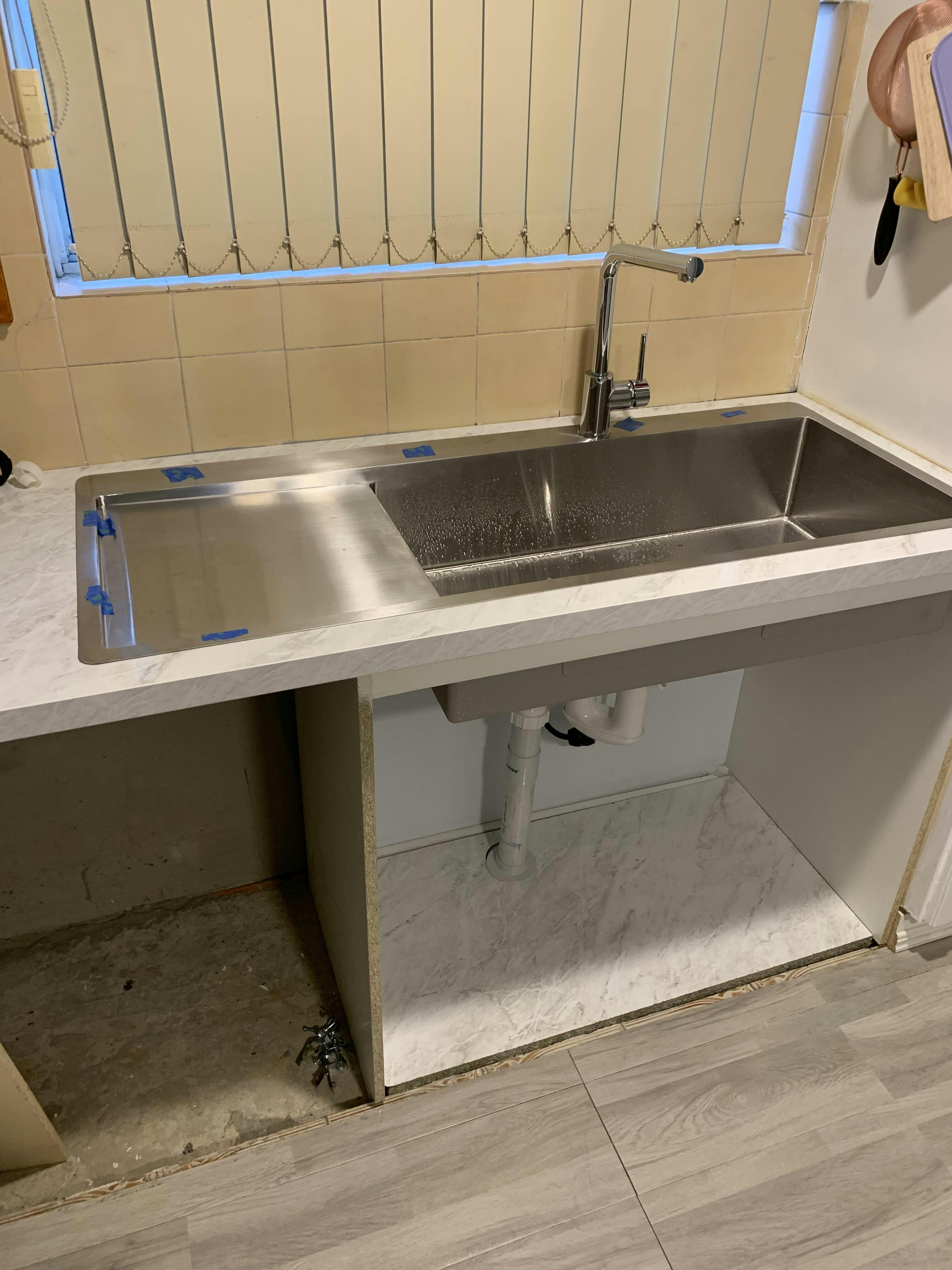 Jayden 1200x500 Single Bowl Tap Landing with Left Drain Board Sink ...