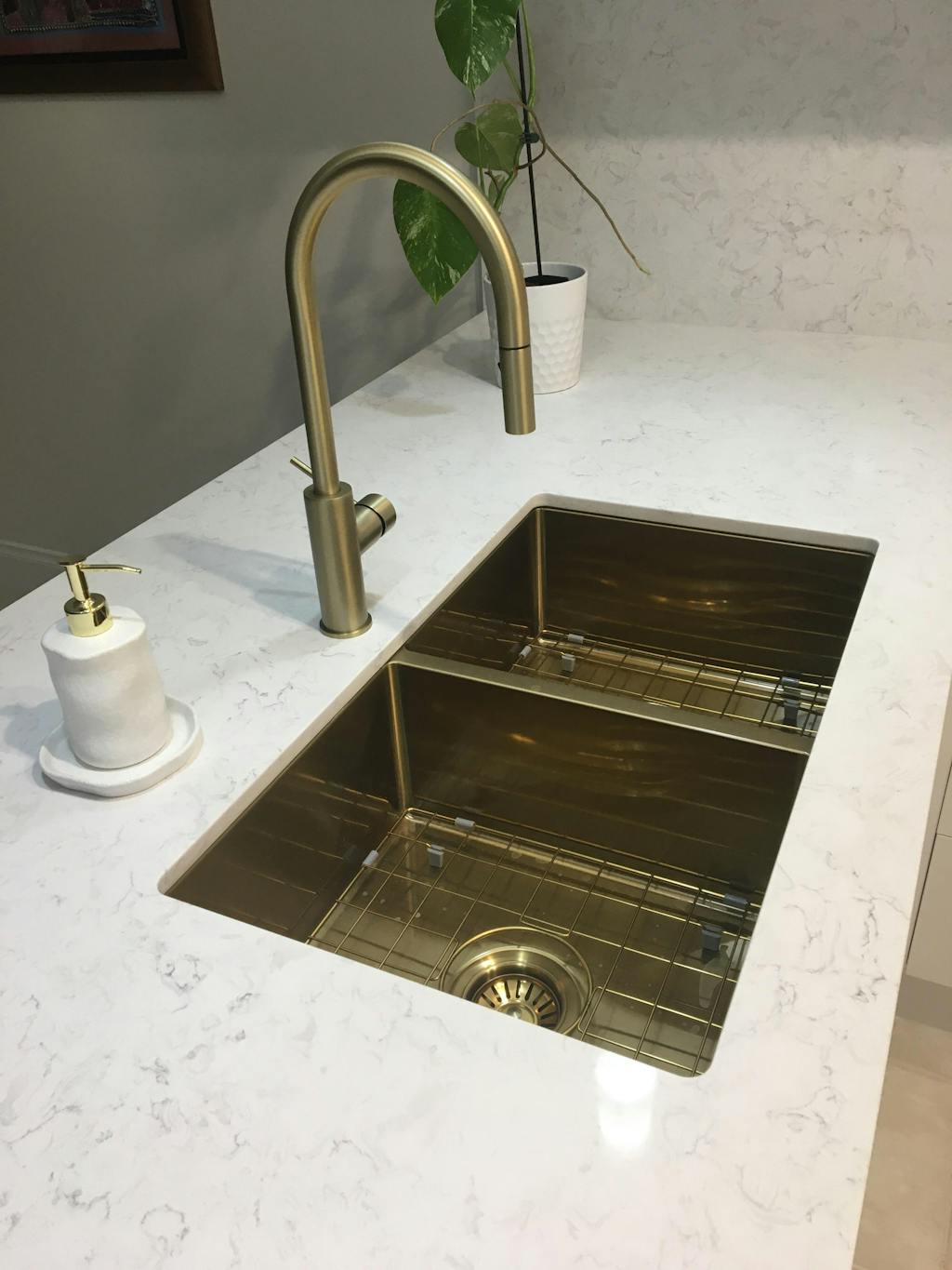Alma Brushed Brass Gold Madison 775x450 Double Bowl Sink – Buildmat