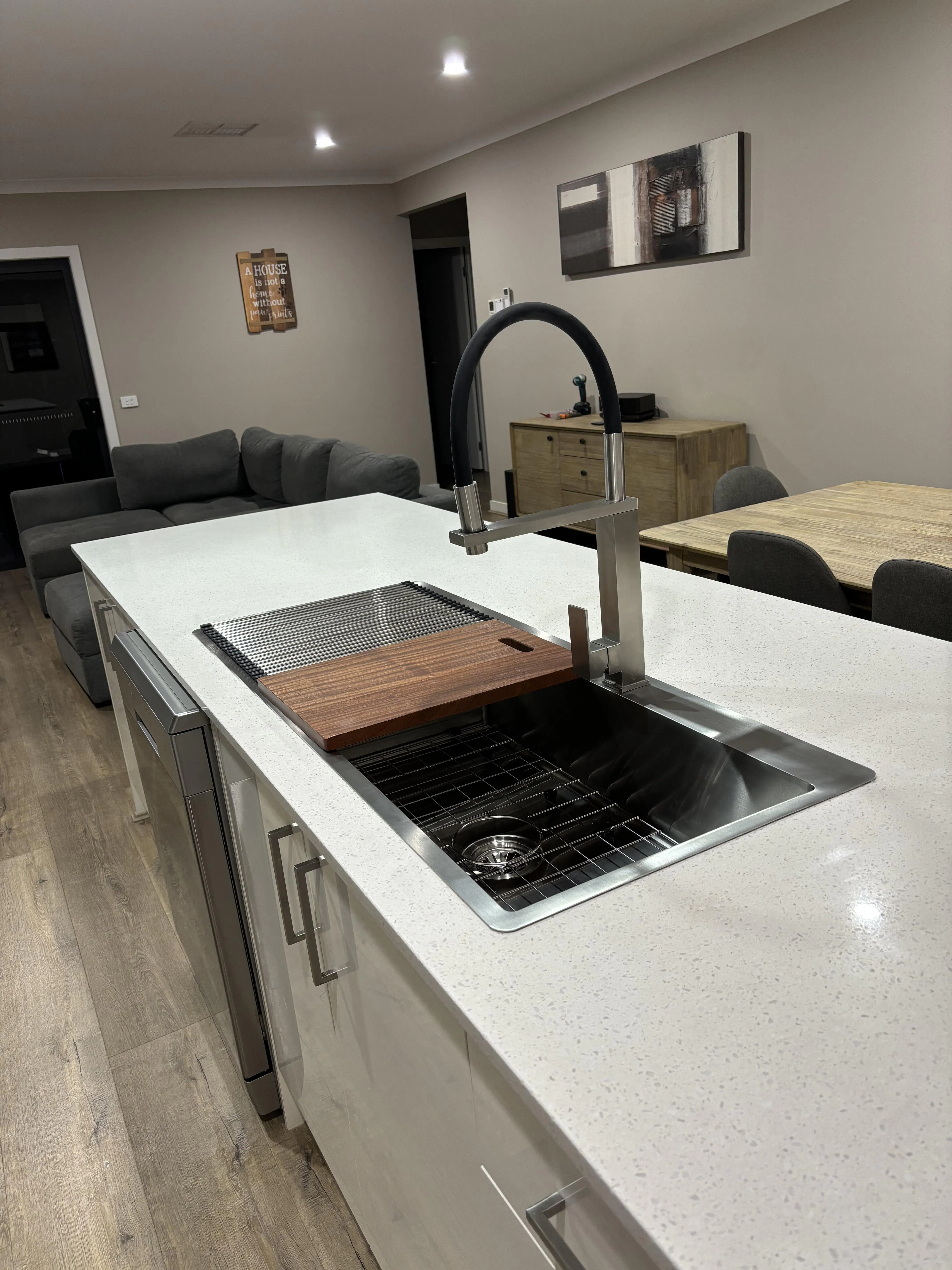 Alma Jayden 1200x500 Single Bowl Tap Landing with Left Drain Board Sin ...
