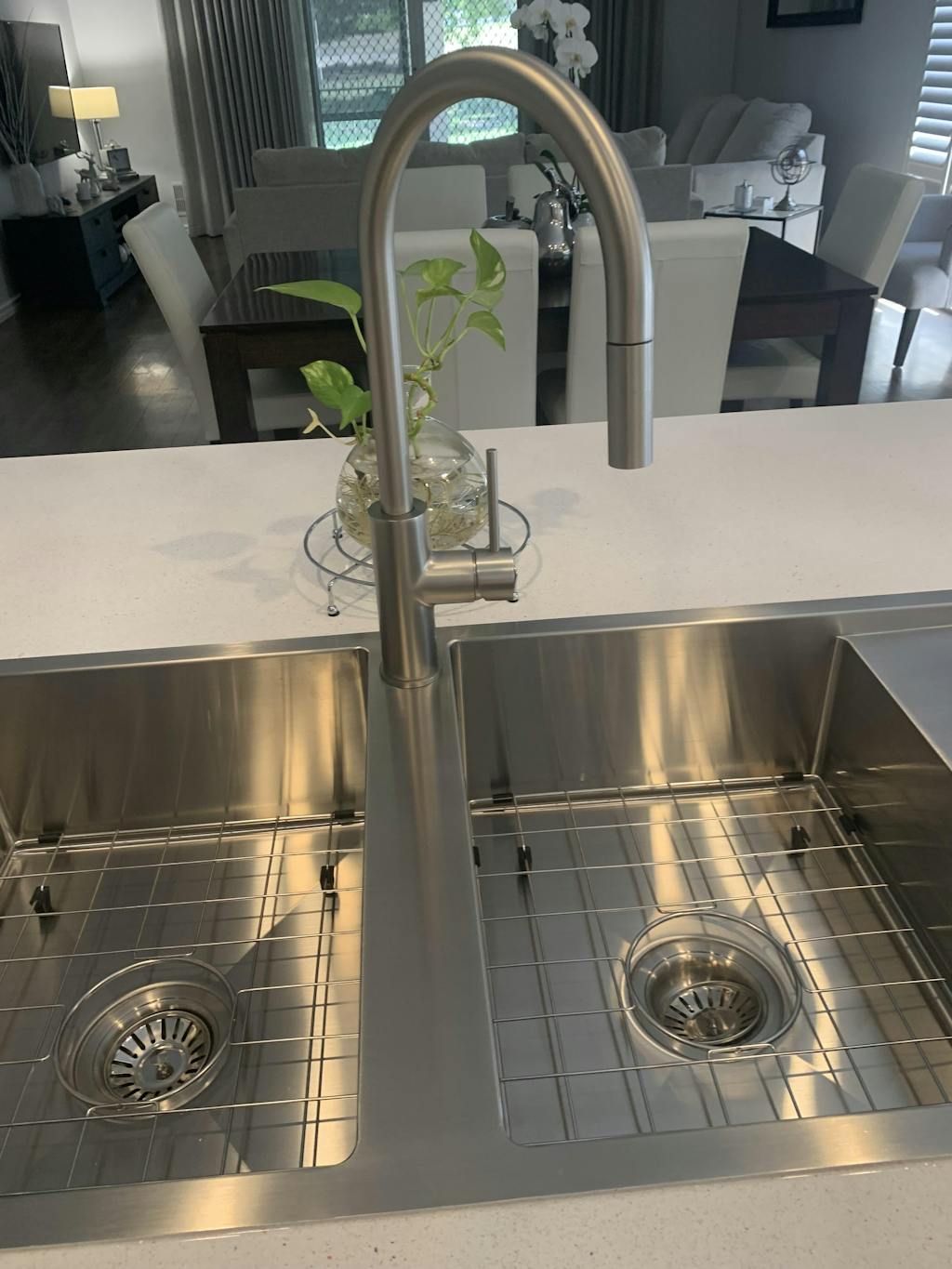 Alma Theo 1200x500 Double Bowl Tap Landing with Right Drain Board Sink ...