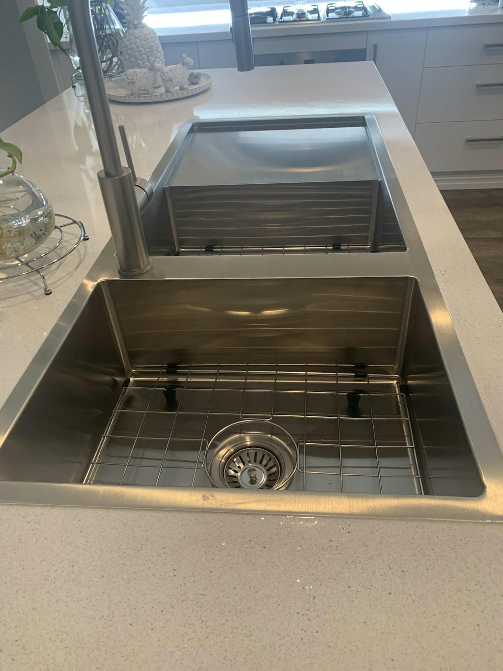 Alma Theo 1200x500 Double Bowl Tap Landing with Right Drain Board Sink ...