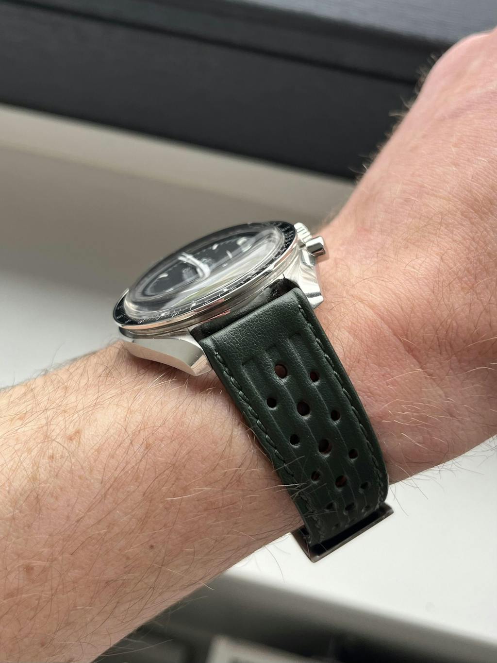 British Racing Green Leather Watch Strap - Jubilee Edition