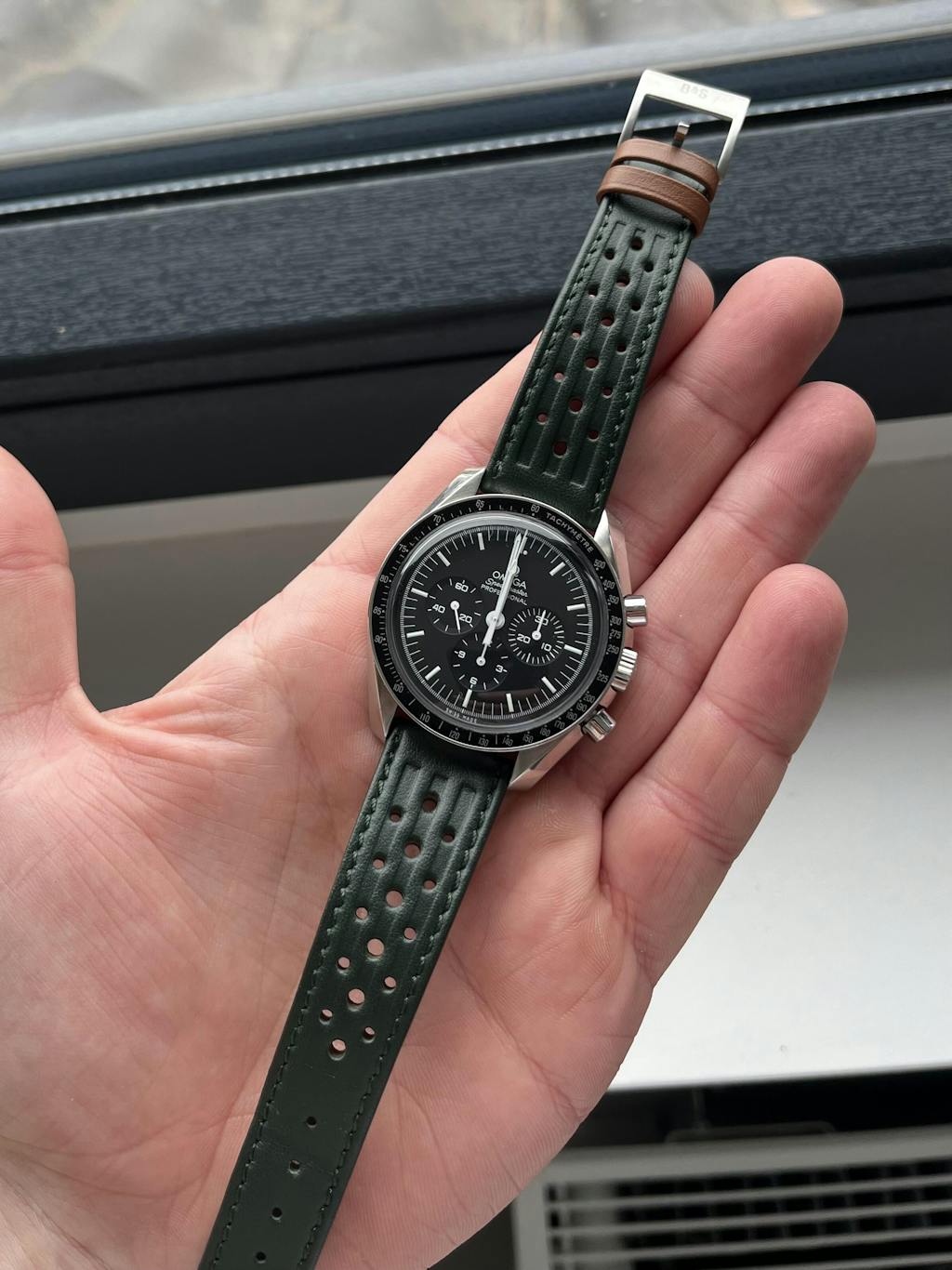 British Racing Green Leather Watch Strap - Jubilee Edition