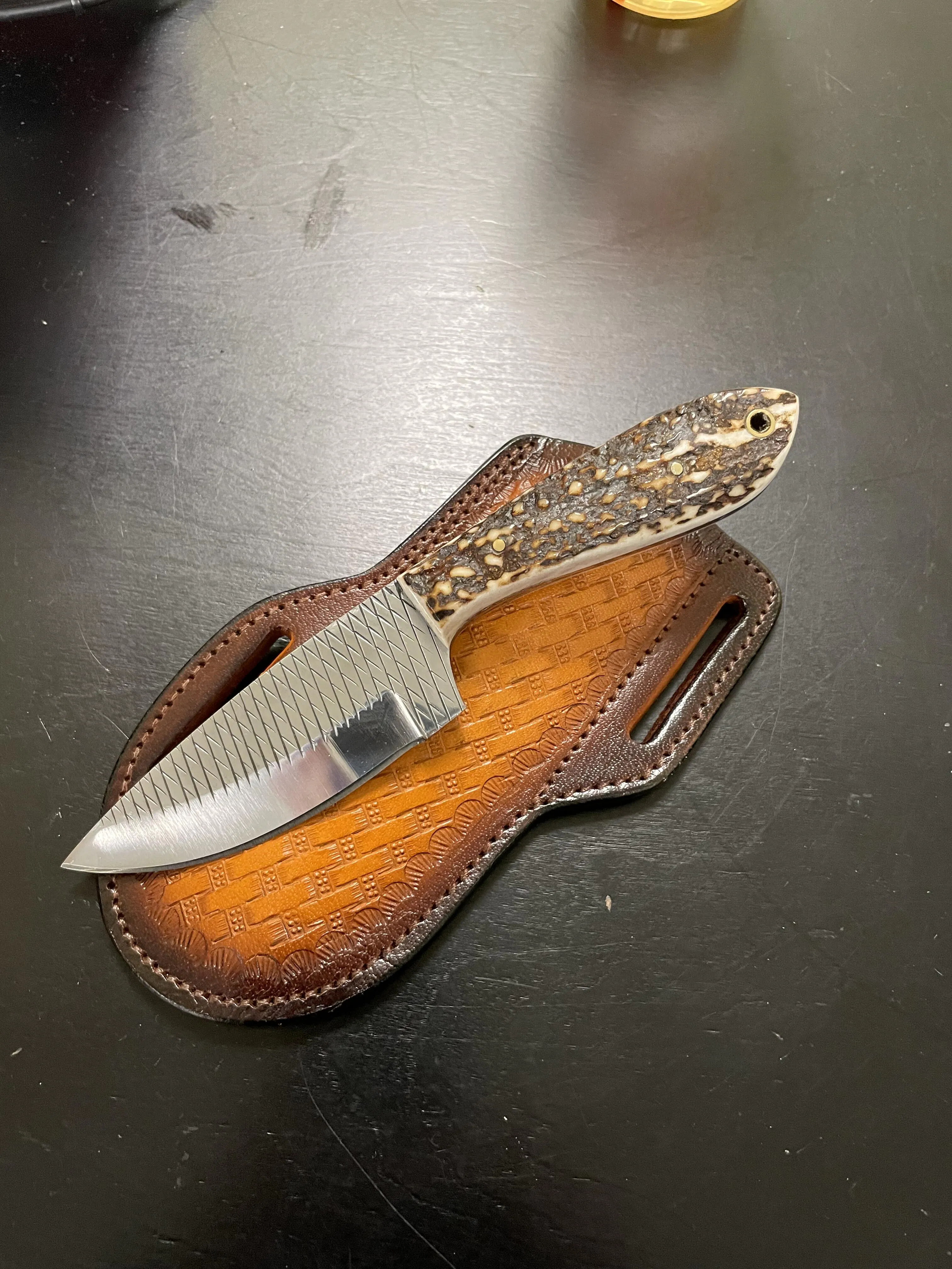 Handmade Cowboy Knife – Rasp Tool Steel & Antler Handle – Bumpkin Ranchwear