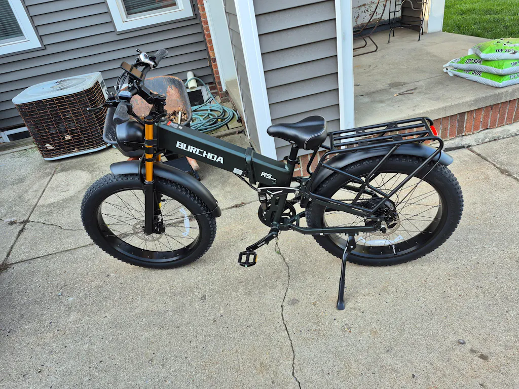 Burchda R5 Pro Folding Fat Tire Mountain Electric Bike MTB, Full ...