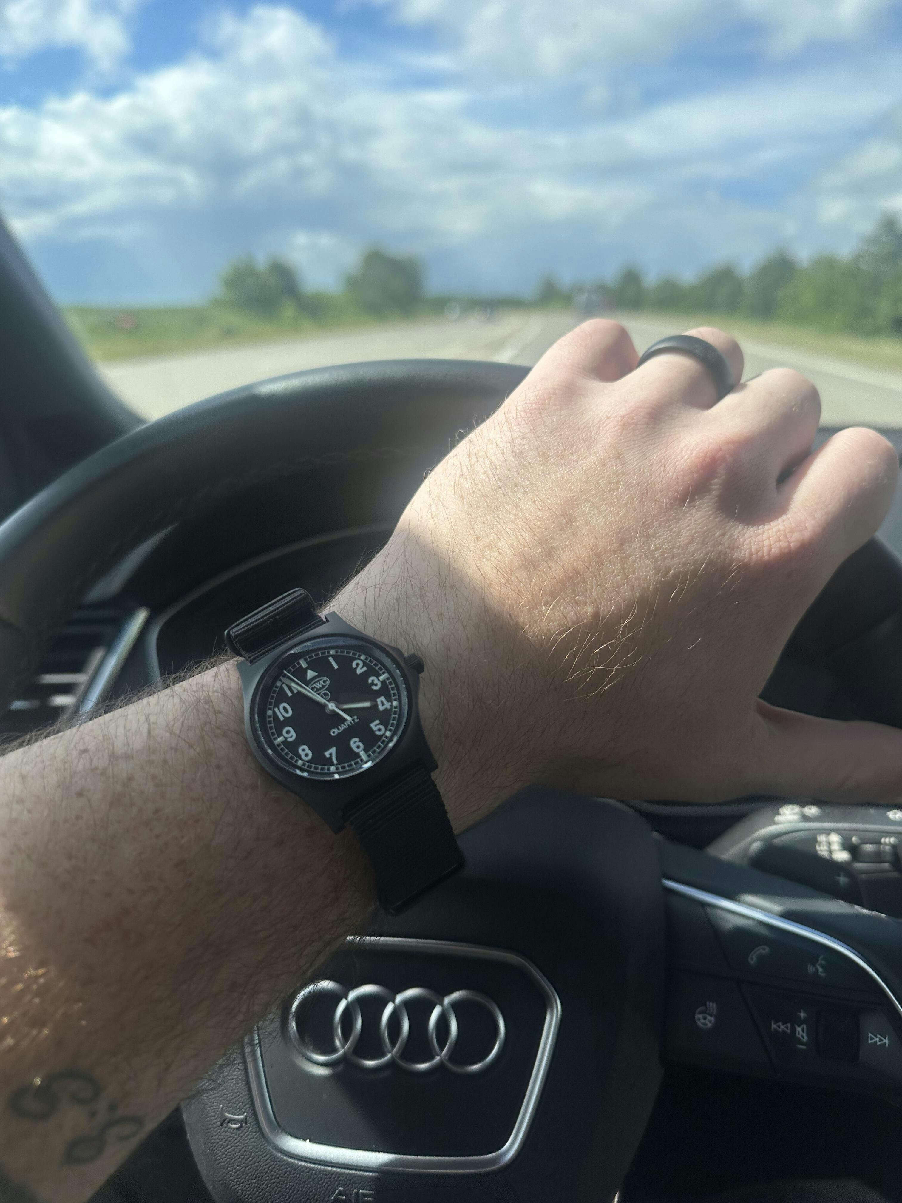 CWC GS Sapphire Watch, Black with Black Dial