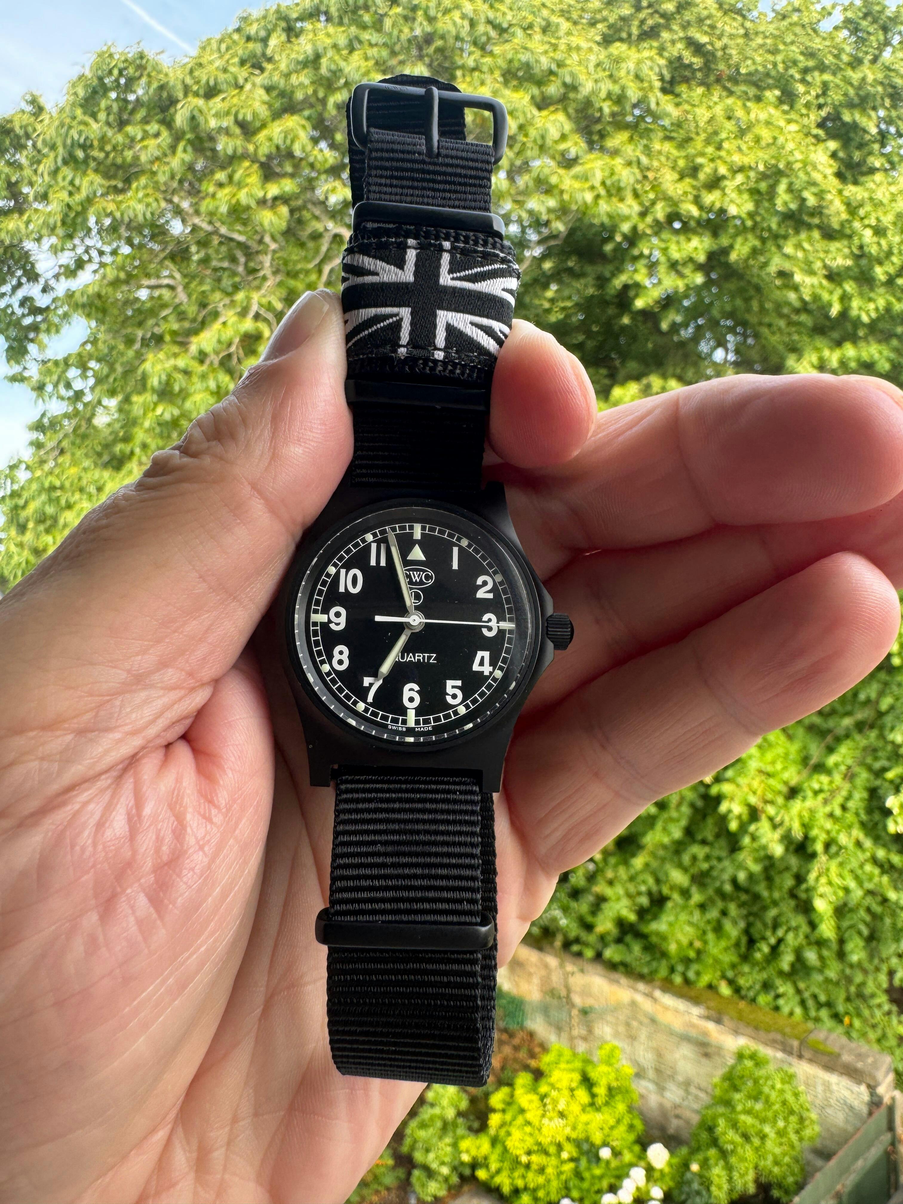 CWC GS Sapphire Watch, Black with Black Dial