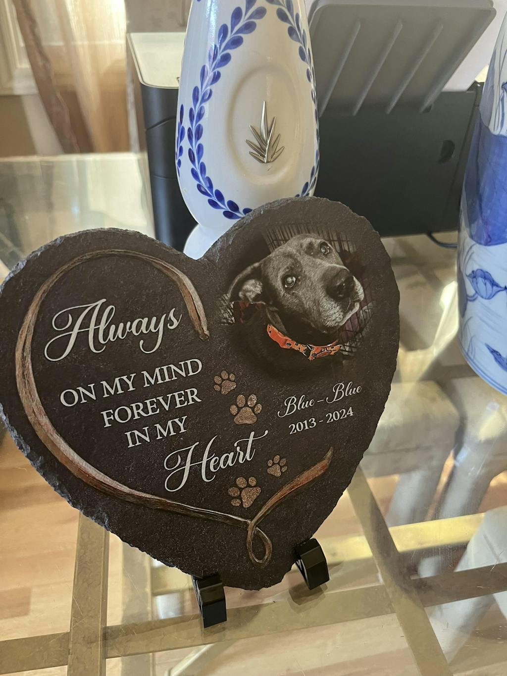 Paw And Angel Wings Personalized Pet Memorial Stone For Loss Of Dog ...