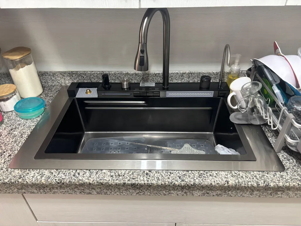 Fregador De Cocina Multifunción Nano Black Piano Switch 750X460x220mm