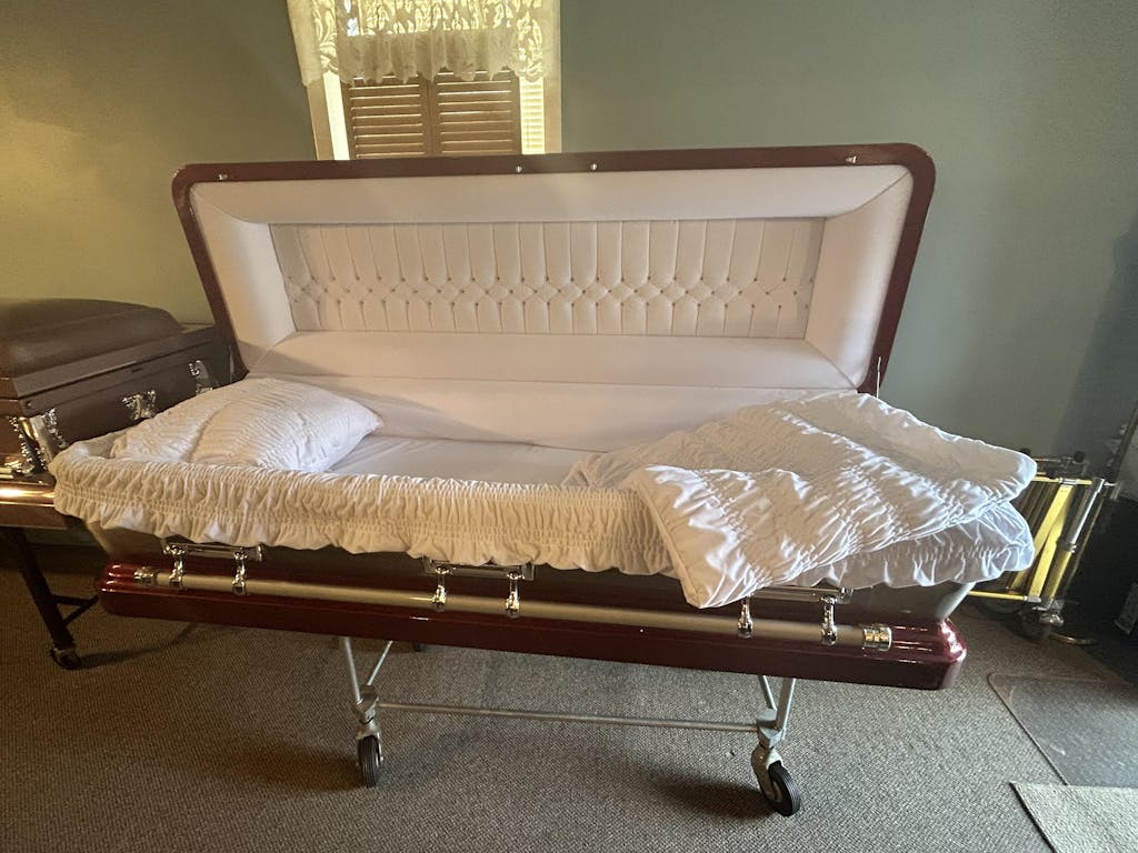 Casket Emporium Series Maroon Full Couch | Affordable Caskets