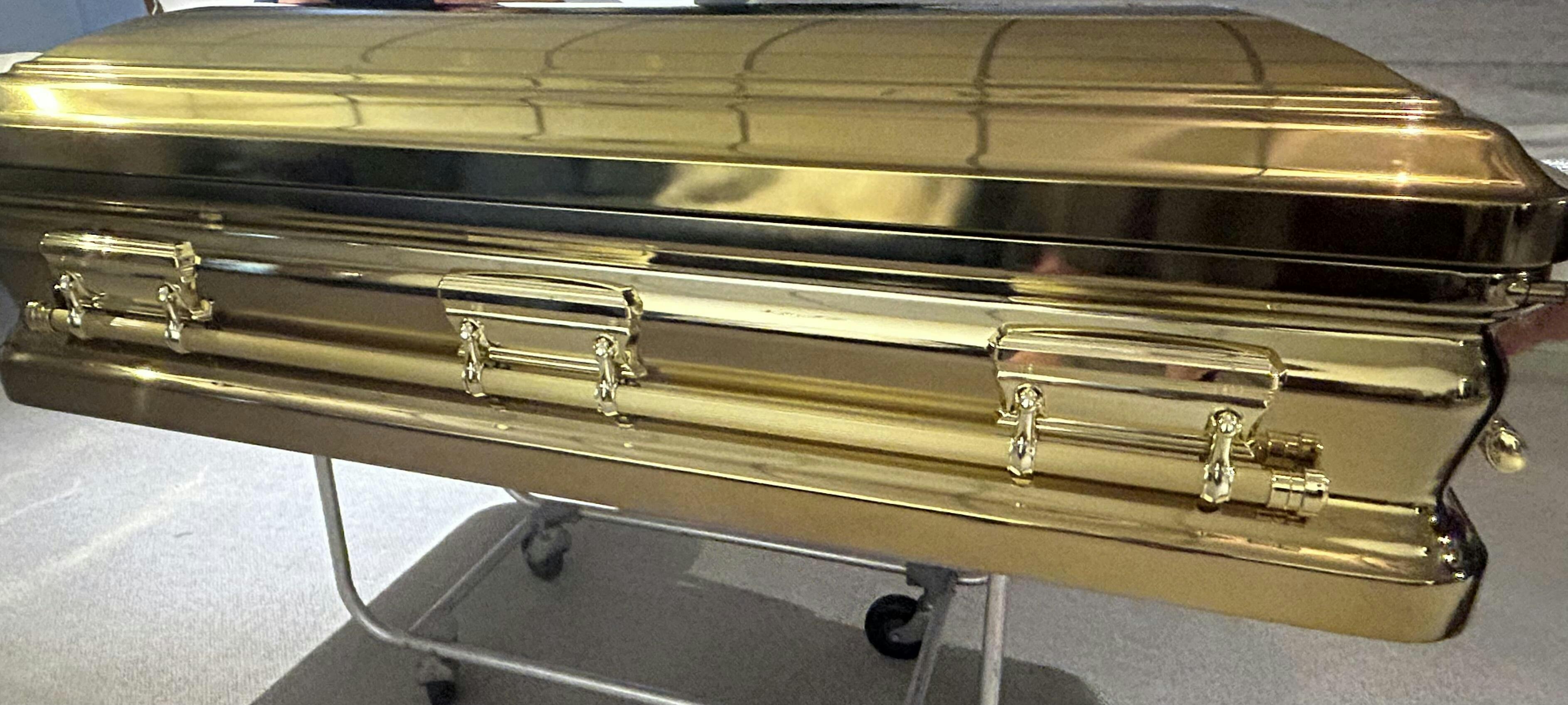 Gold Chrome Casket Full Couch - Casket Emporium