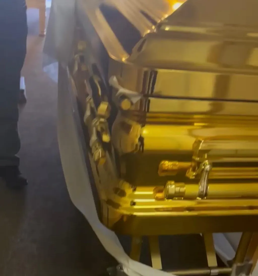 Gold Chrome Casket Full Couch - Casket Emporium