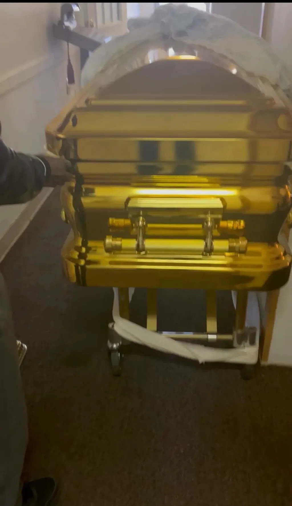 Gold Chrome Casket Full Couch - Casket Emporium