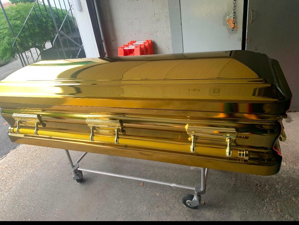 Gold Chrome Casket Full Couch | Affordable Shipping Nationwide