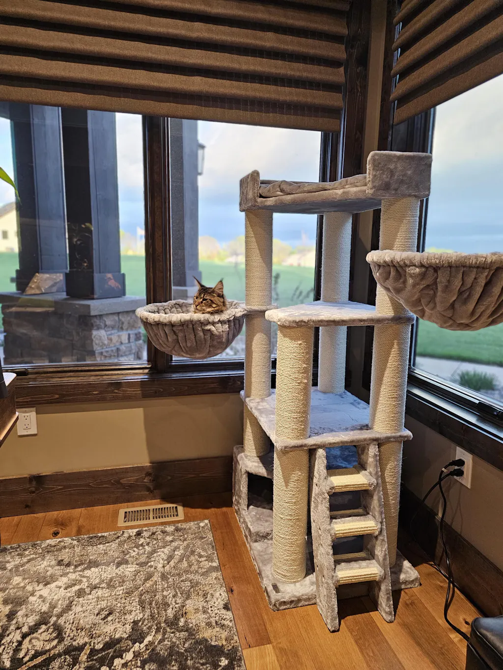 Cat Tree for large cats Corner Cat XXL (Light Grey) - CatTreeKing USA