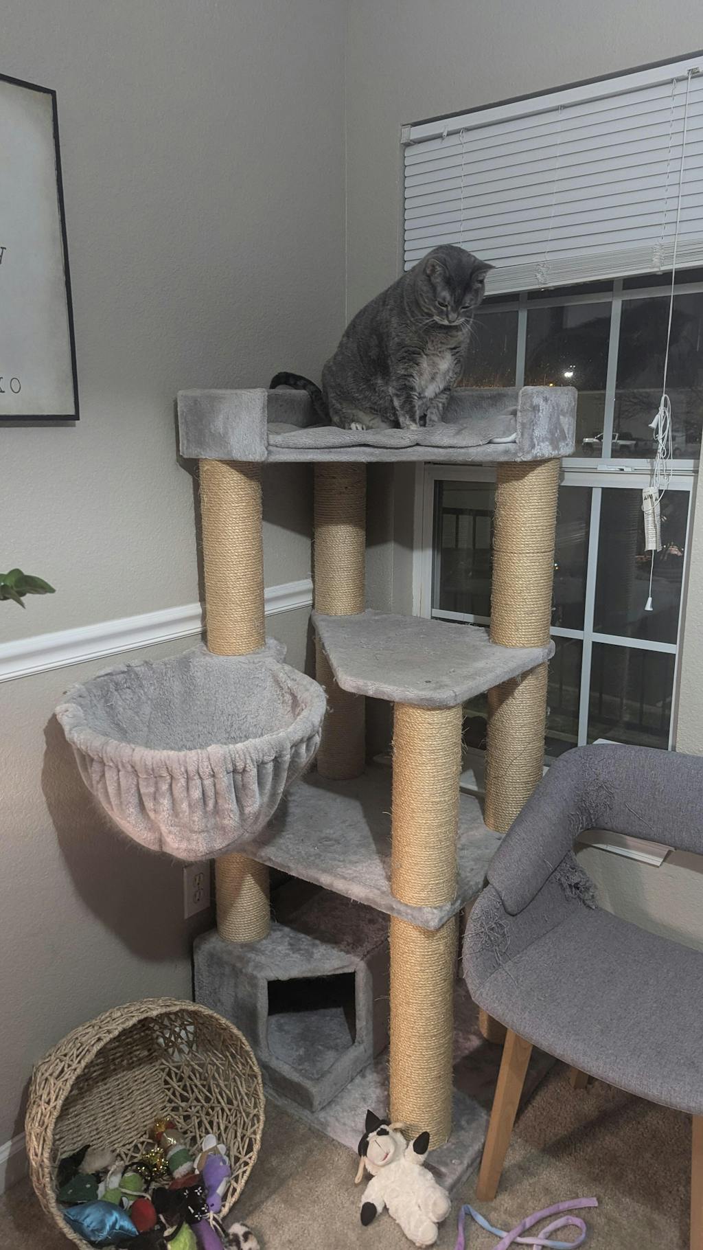 Cat Tree for large cats Corner Cat XXL (Light Grey) - CatTreeKing USA