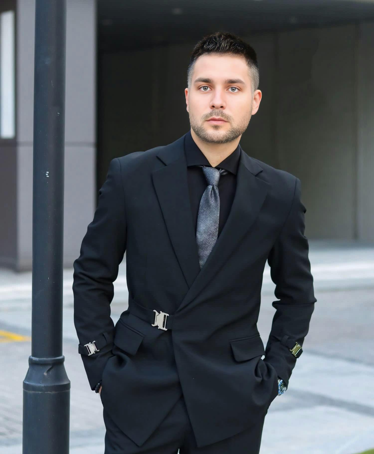 Men's 2 Piece Suit with Metal Clasp Slim Fit Suit Stylish Tuxedo Suit ...