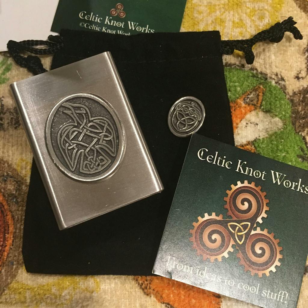 Celtic Raven Treasure Box in Stainless Steel - Celtic Knot Works