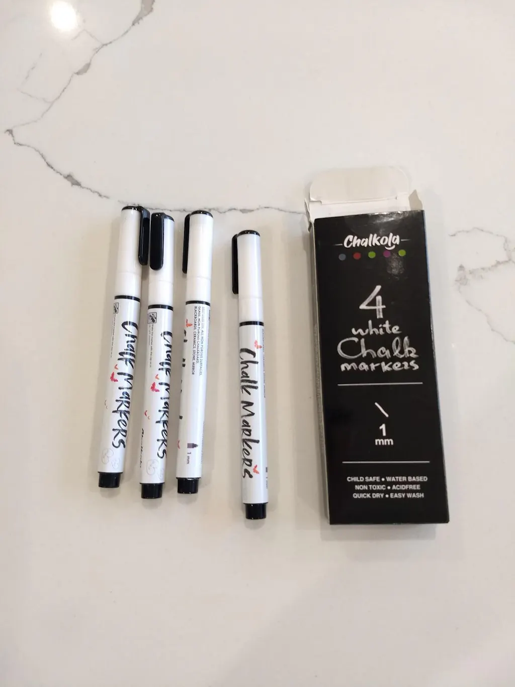 White Chalk Markers - Pack of 4 Pens - Chalkola Art Supply