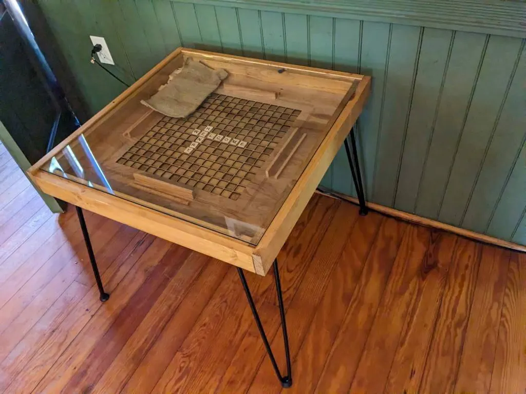 Rustic Scrabble Coffee Table with removable top - letter tiles include ...