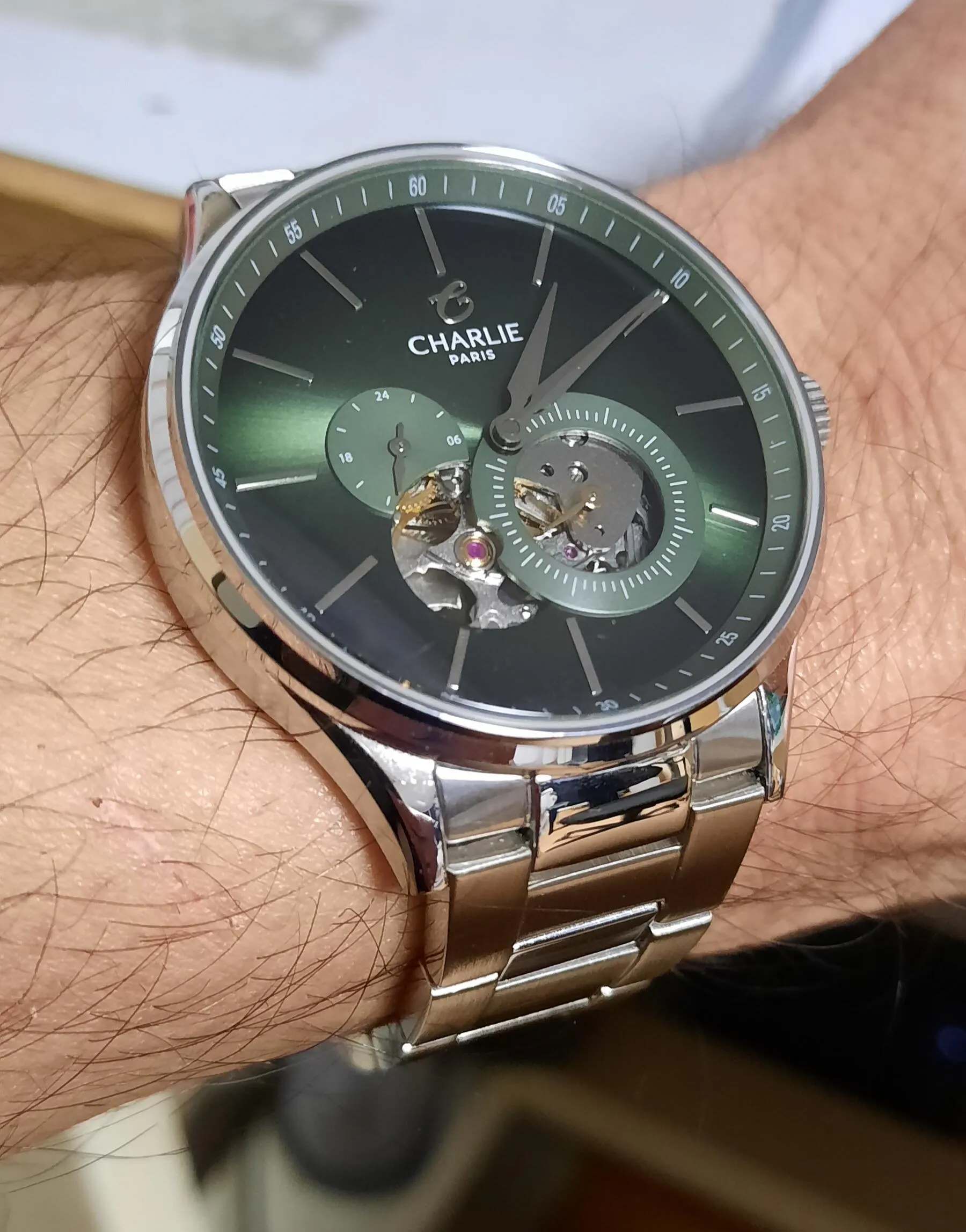 Men's automatic skeleton watch - Initial Skeleton White