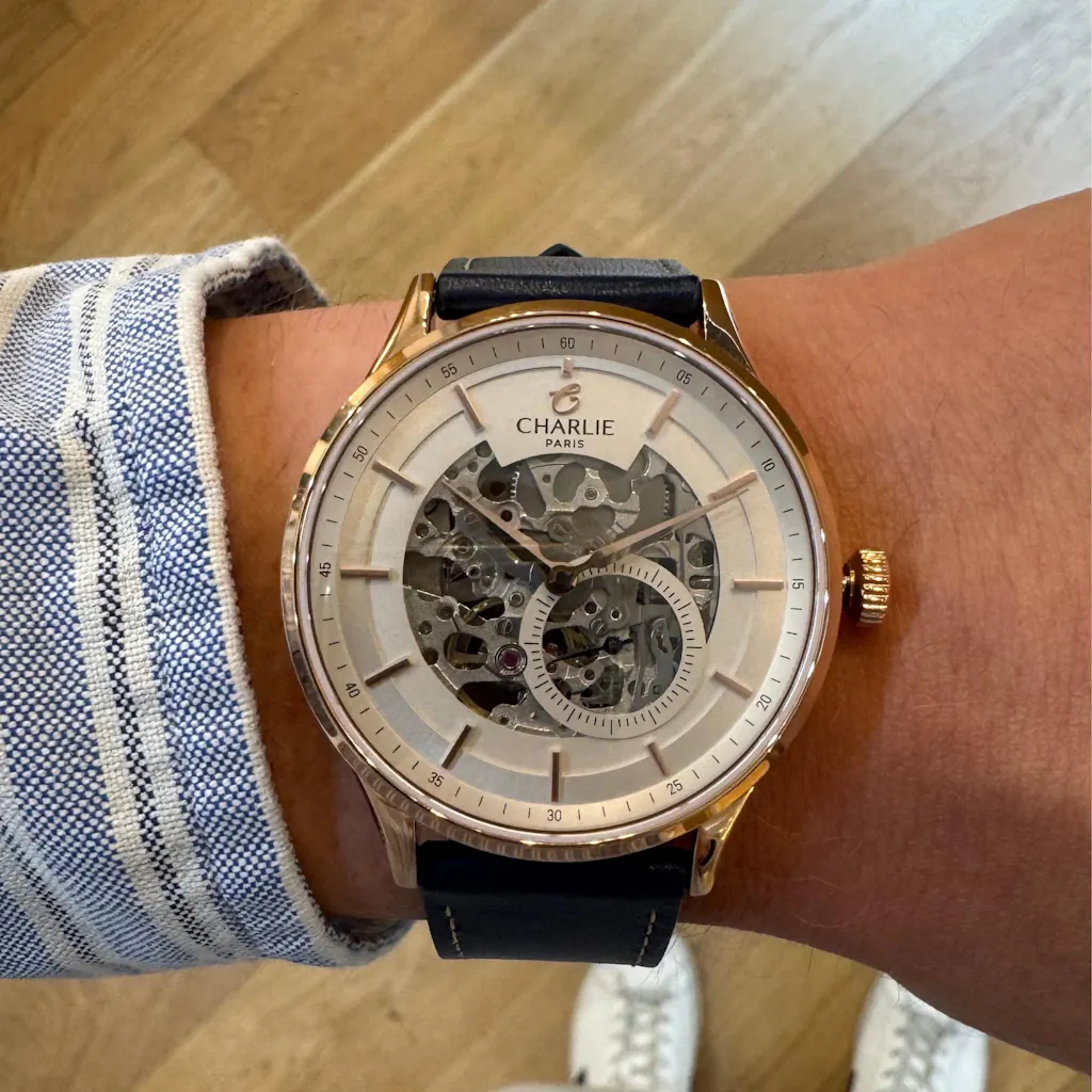 INITIAL - Men's automatic skeleton watch, white - Steel, 40 mm ...