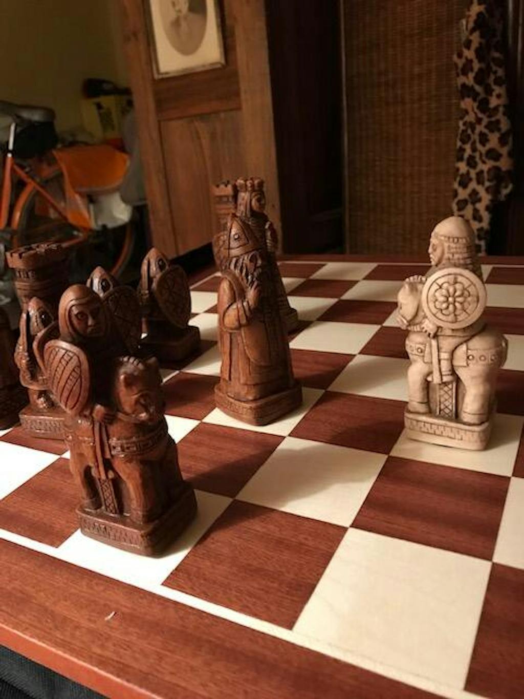 House of Hauteville Chessmen - Antique White and Brown Marble Resin