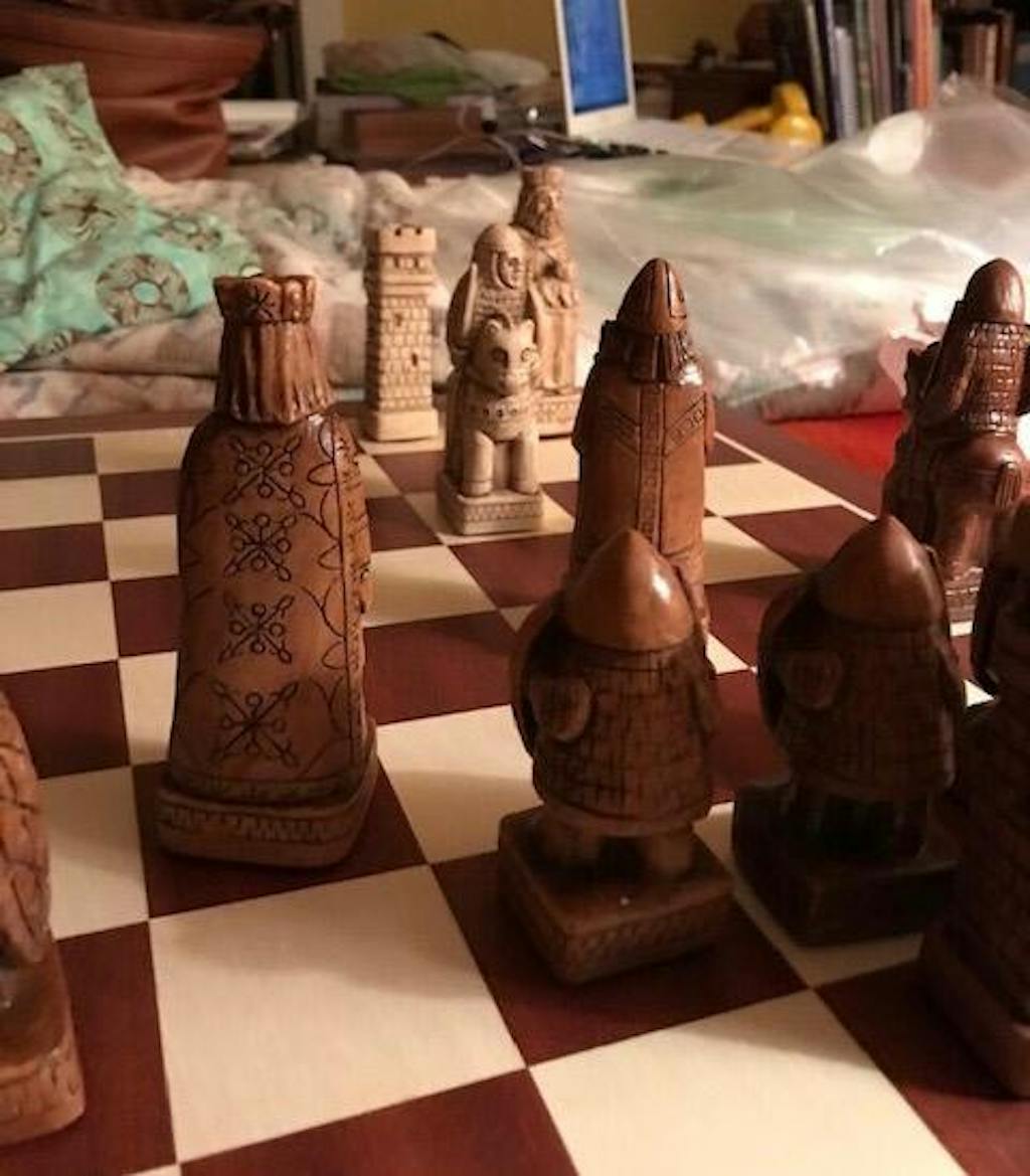 House of Hauteville Chessmen - Antique White and Brown Marble Resin