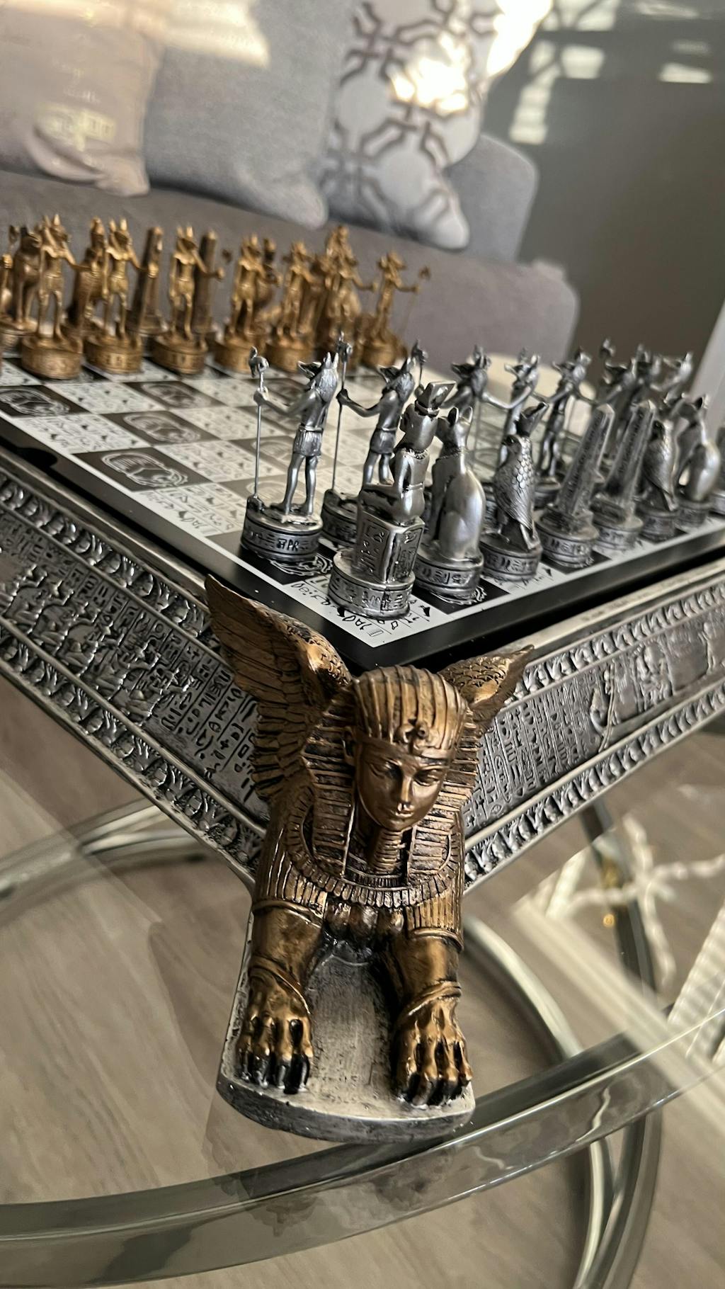 Gold and Silver Egyptian Chess Set