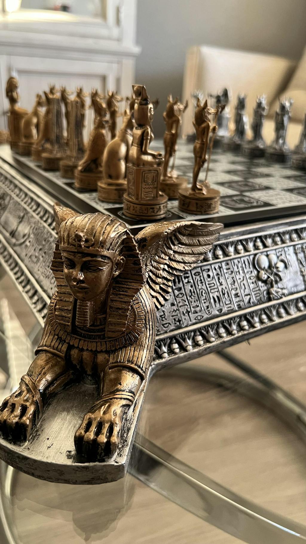 Gold and Silver Egyptian Chess Set