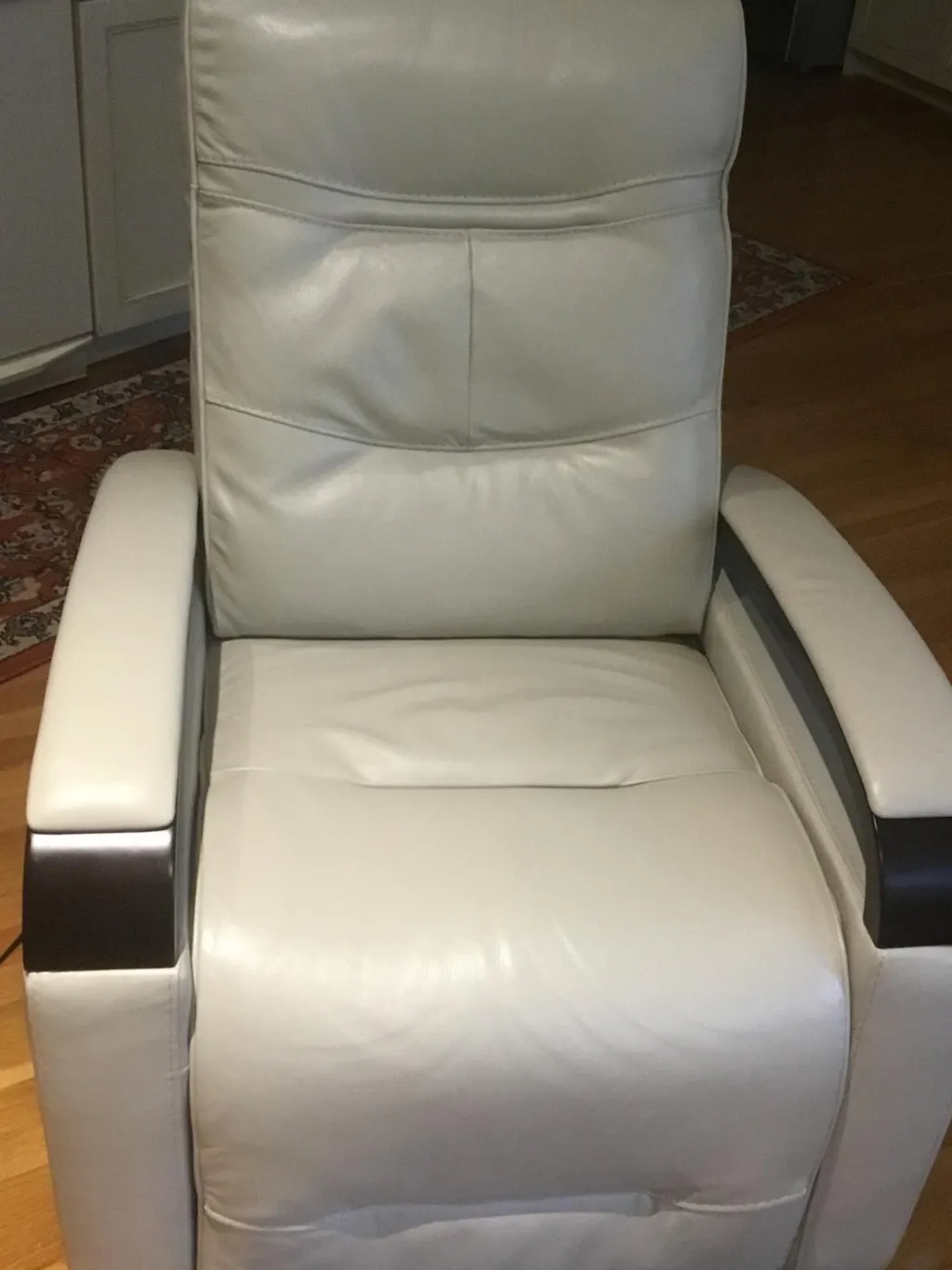 Gentry Leather Power Recliner | USB Port | Contrast Wooden Armrests ...
