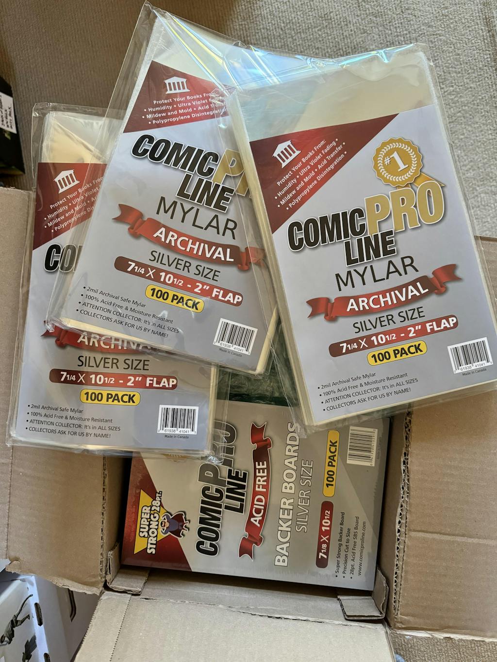 Silver Size 28pt Comic Book Backer Boards 7 1/8" x 10 1/2" ComicProLine ...