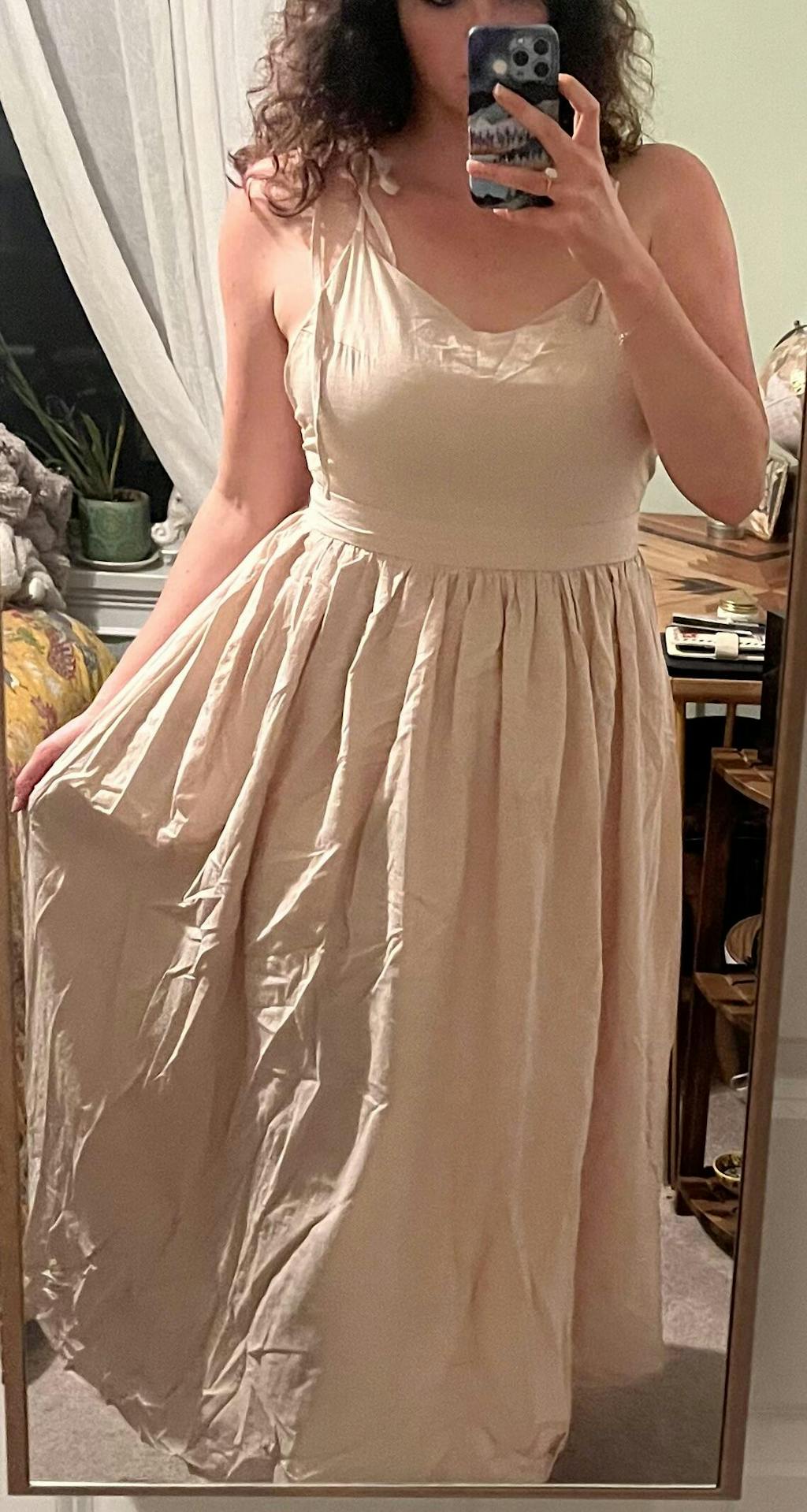 Cotton & Linen Backless Long Dress | COMMENSE