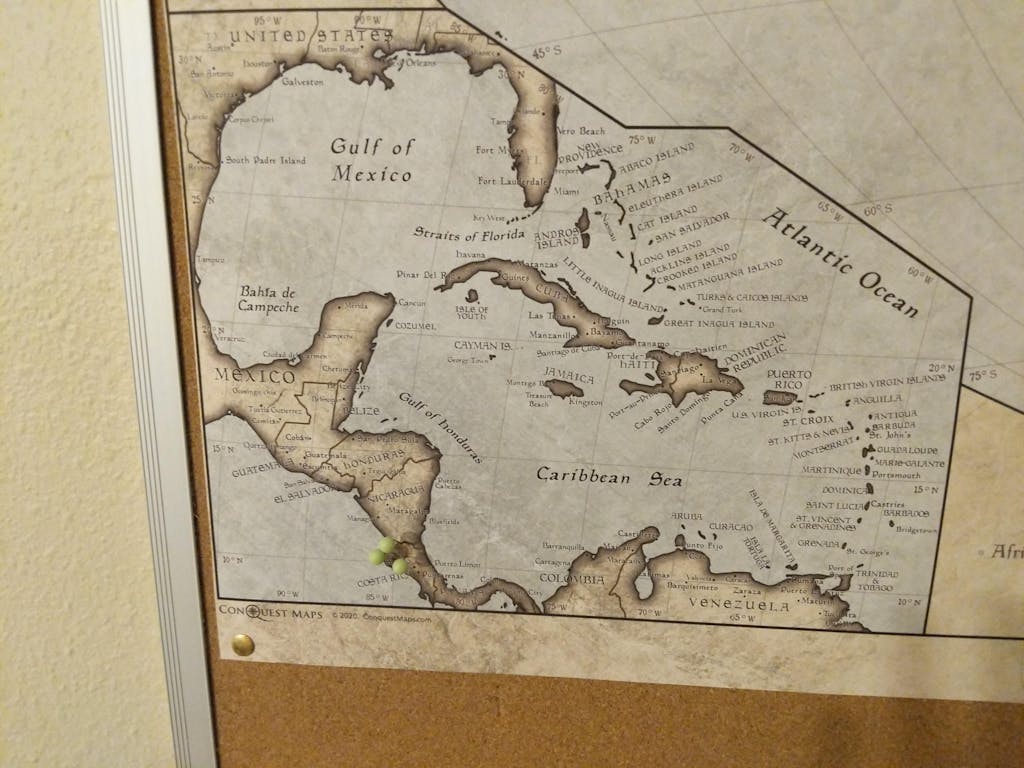 World Travel Map Pin Board with Push Pins: Golden Aged — Conquest Maps LLC