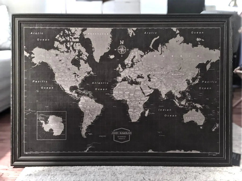 Map Poster | Black and White World Map Wall Art | Conquest Maps