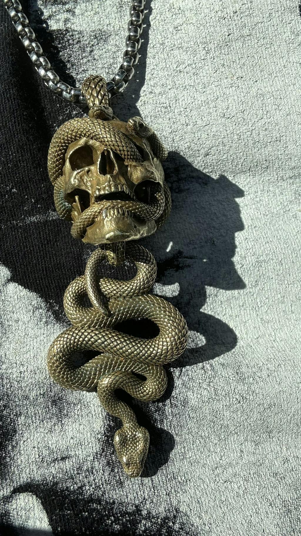 24K Gold Skull & Snake Charm Pendant for Necklace – COPPERTIST.WU