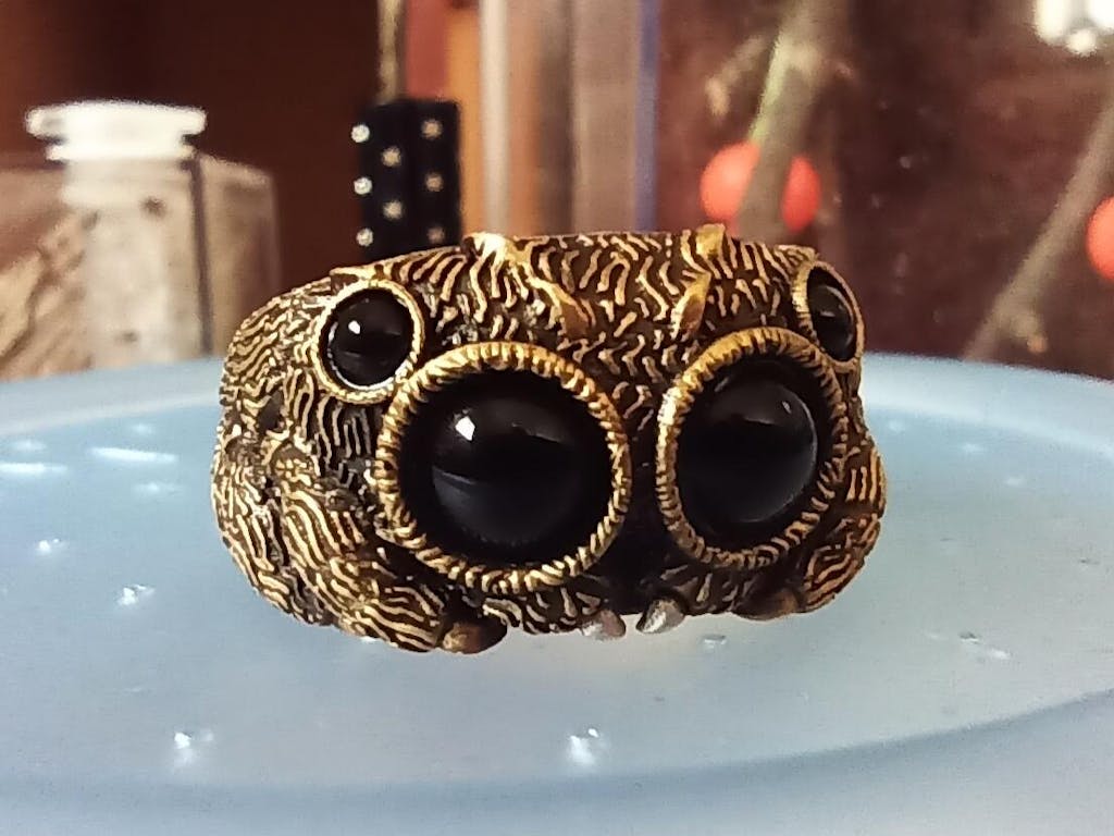 Amazing Oxidized Silver Jumping Spider Ring | Cuff Ring – COPPERTIST.WU