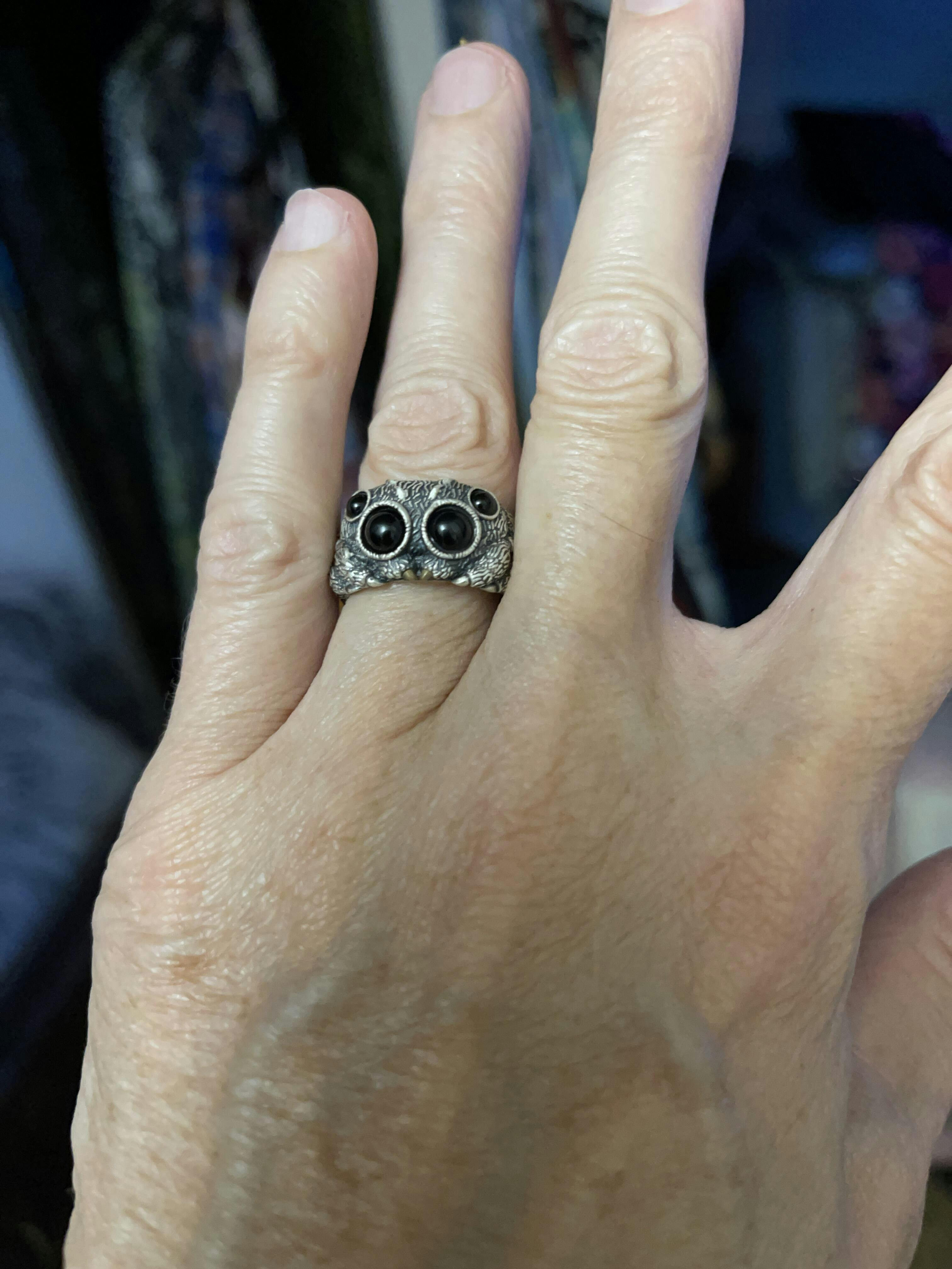 Amazing Oxidized Silver Jumping Spider Ring | Cuff Ring – COPPERTIST.WU