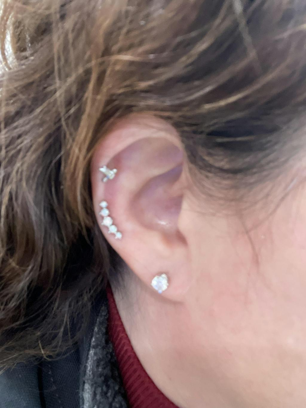 Minimal Triple CZ Labret Piercing Stud (16G)