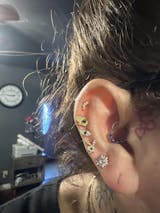 Minimal Triple CZ Labret Piercing Stud (16G)